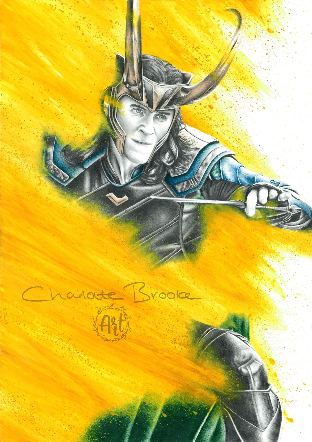 Loki: Ragnarok Pencil and Watercolour Portrait Drawing Print - Etsy