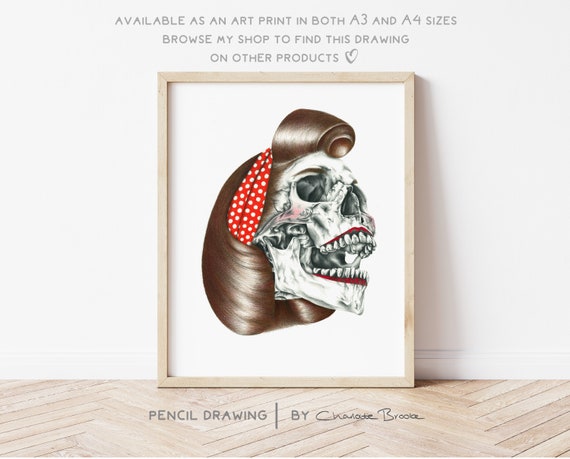 Skeleton Pin Up Girl Drawing