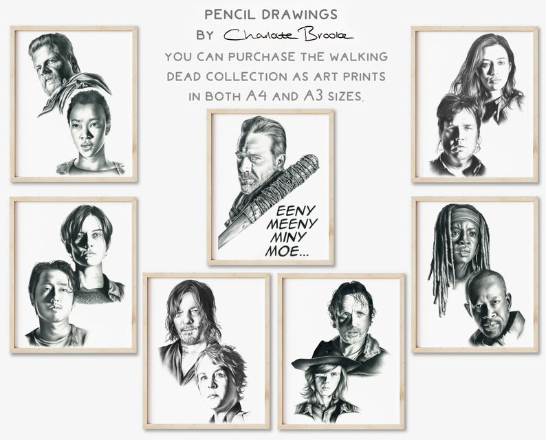 Daryl and Carol - the Walking Dead Pencil Portrait Drawing Print - Etsy UK