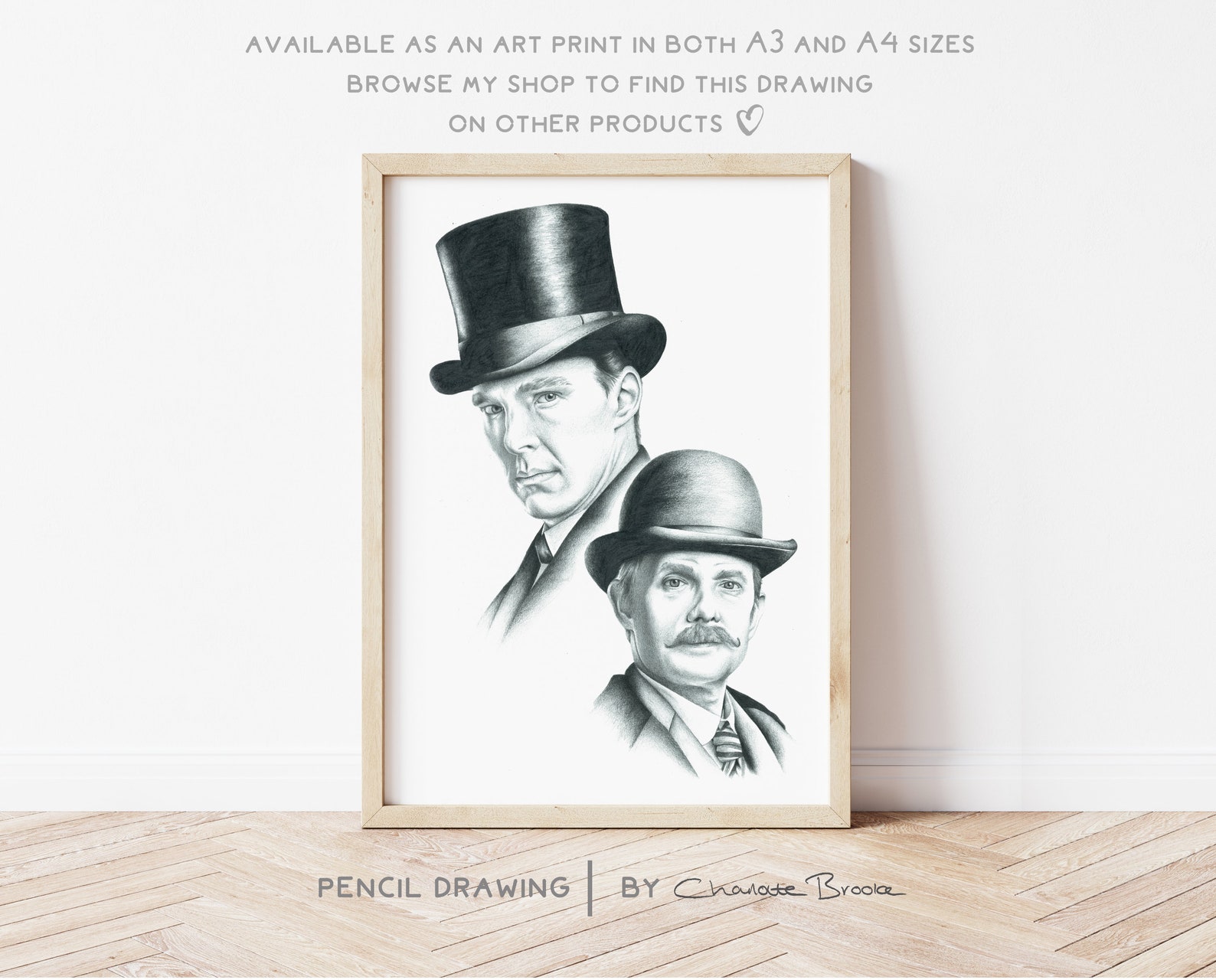 Sherlock Holmes and Dr. Watson Pencil Drawing Portrait Print - Etsy