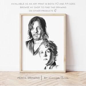 Daryl and Carol - the Walking Dead Pencil Portrait Drawing Print - Etsy UK