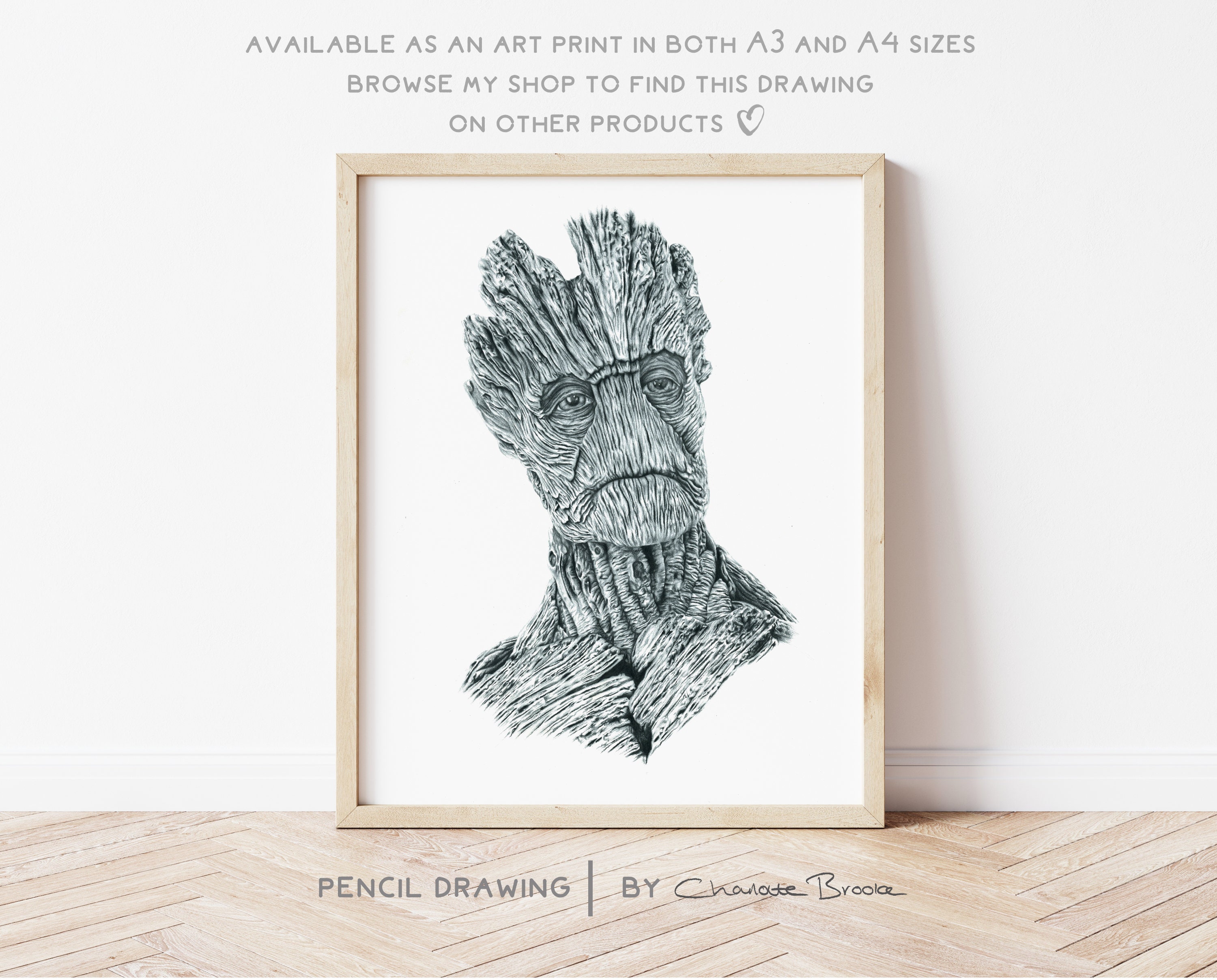 Groot Pencil Portrait Drawing Print | Etsy UK
