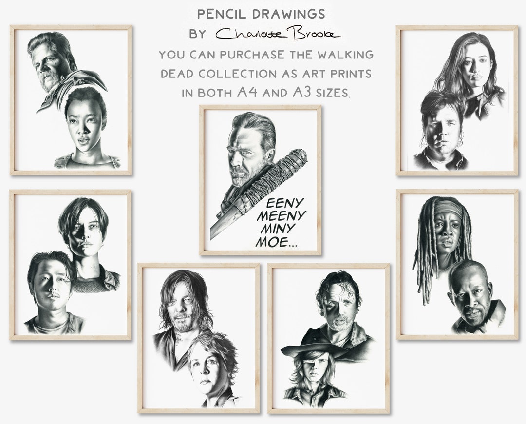 The Walking Dead Pencil Portrait Drawing Collection - Etsy UK