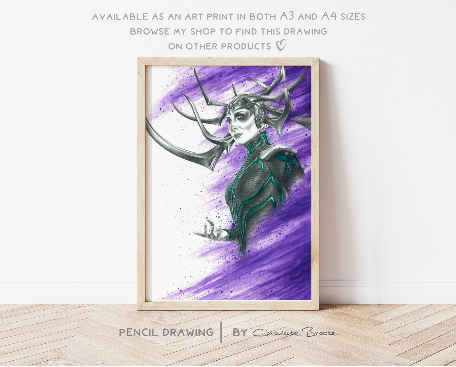 Hela: Ragnarok Pencil and Watercolour Portrait Drawing Print - Etsy UK