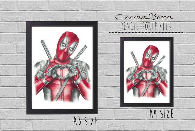 Deadpool Pencil Portrait Drawing Print | Etsy
