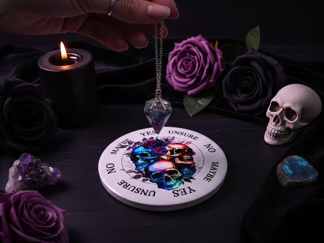 Skull & Roses Ceramic Pendulum Board: Gothic Spiritual Dowsing - Etsy
