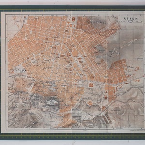 1909 Vintage Map of Athens - Etsy
