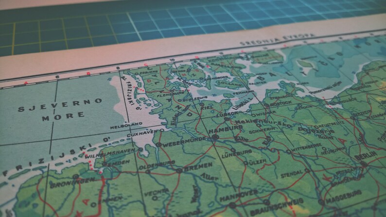 1959 Vintage Map of Europe Globes & Maps Home & Living etna.com.pe