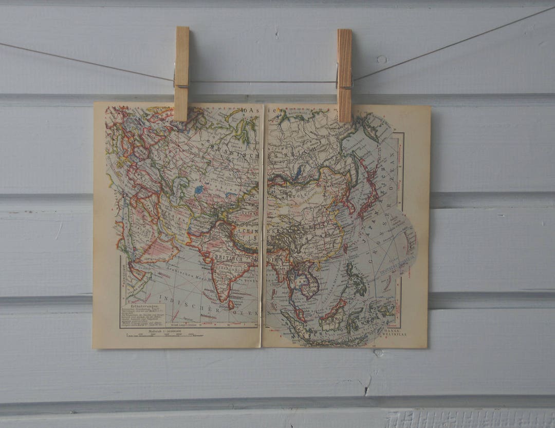 1933 Vintage Map of Asia - Etsy