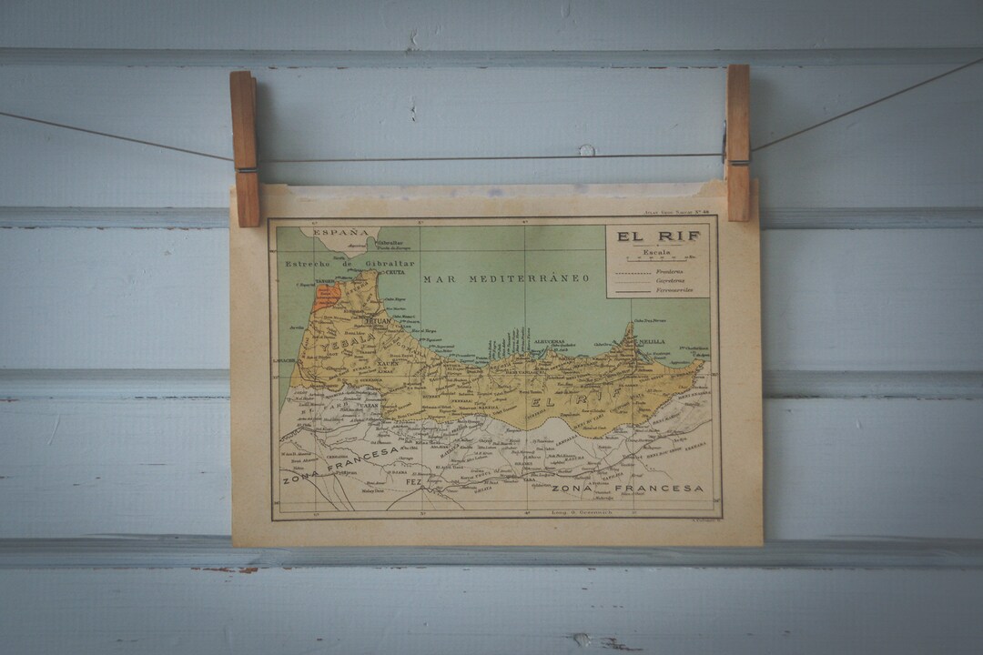 1928 Vintage Rif Map - Etsy