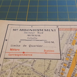 1950s Vintage Auteuil Map - Etsy
