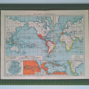 1908 Vintage Age of Discovery World Map - Etsy