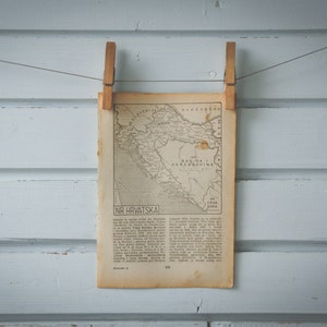 1954 Vintage Map of Croatia - Etsy