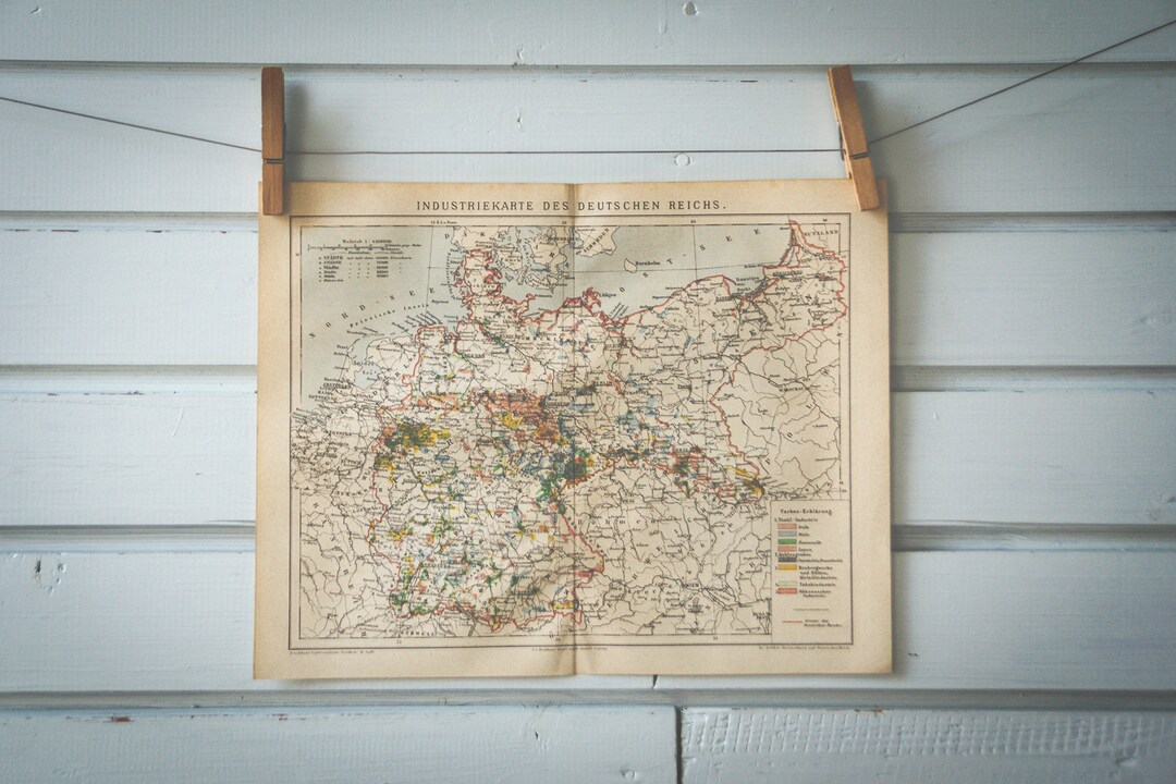 1887 Vintage German Industry Map - Etsy