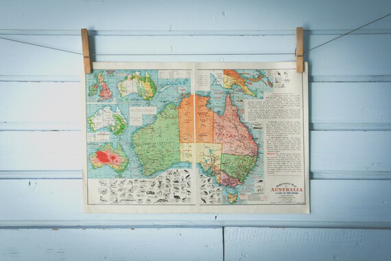1930s Vintage Map of Australia | Etsy