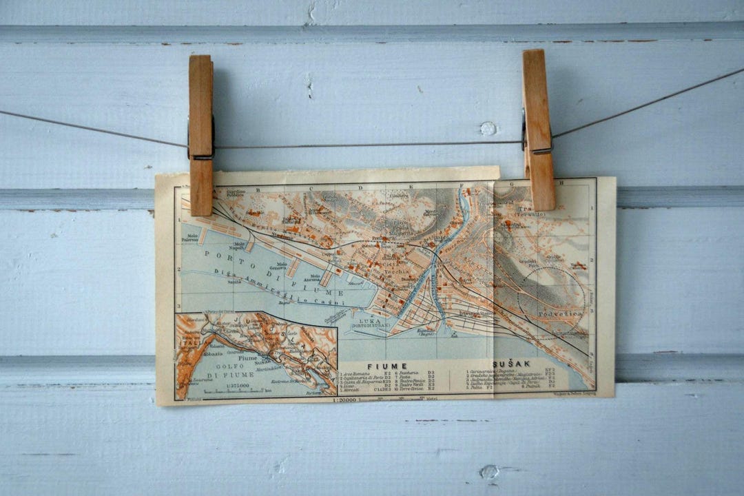 1931 Vintage Map of Rijeka - Etsy