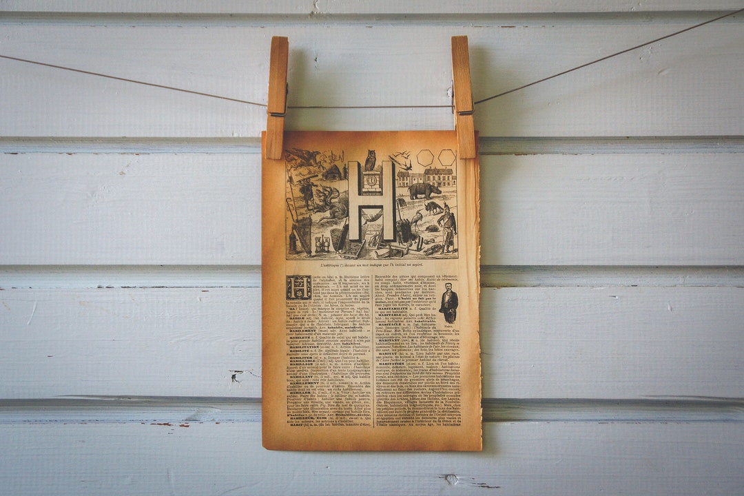 1913 Vintage Letter H Lithograph Illustration - Etsy