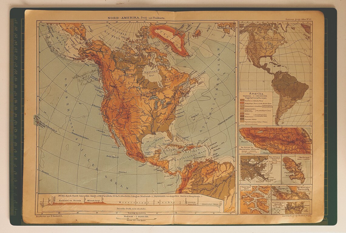 1900s Vintage North America Map - Etsy
