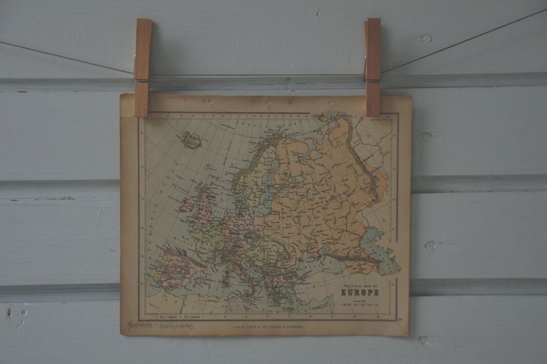 1896 Vintage Map of Europe - Etsy