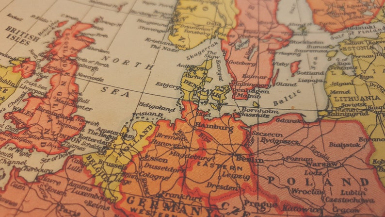 1950 Vintage Map of Europe | Etsy