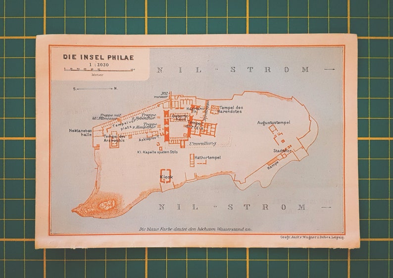 1913 Vintage Philae Island Map - Etsy