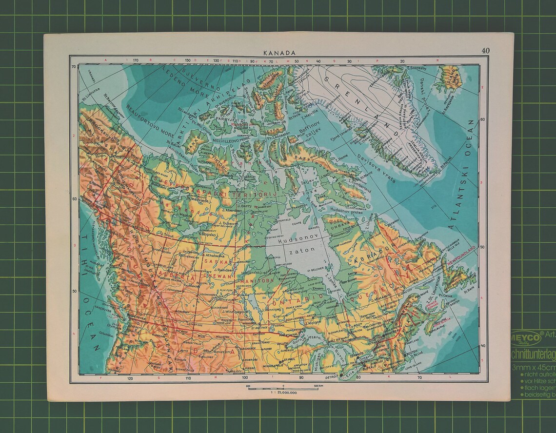 1956 Vintage Map of Canada - Etsy
