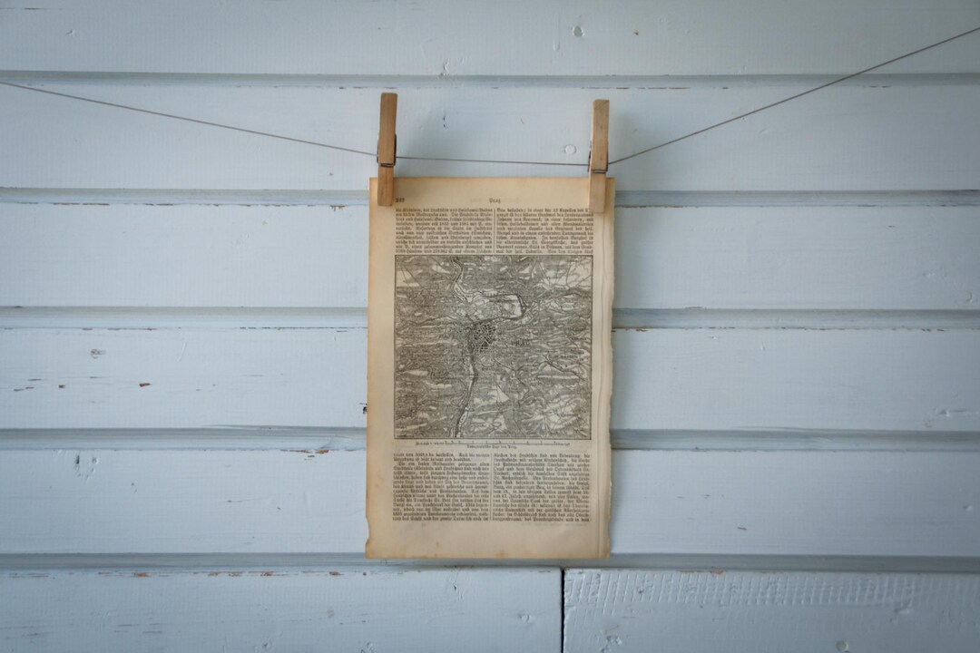 1887 Vintage Map of Prague - Etsy