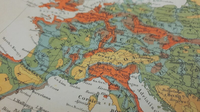1887 Vintage Population Density Map of Europe | Etsy