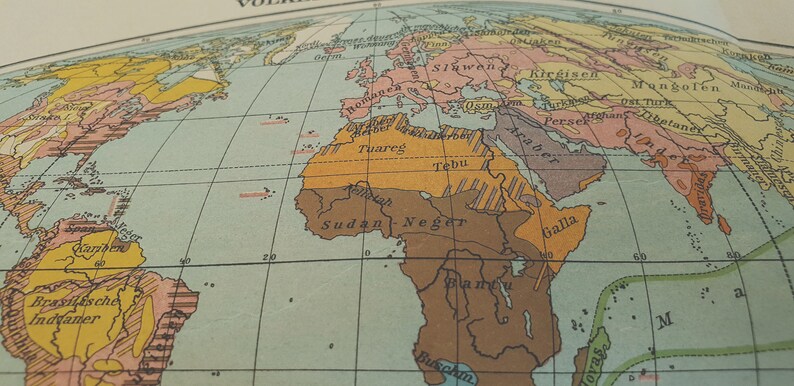 1900s Vintage World Population Map - Etsy