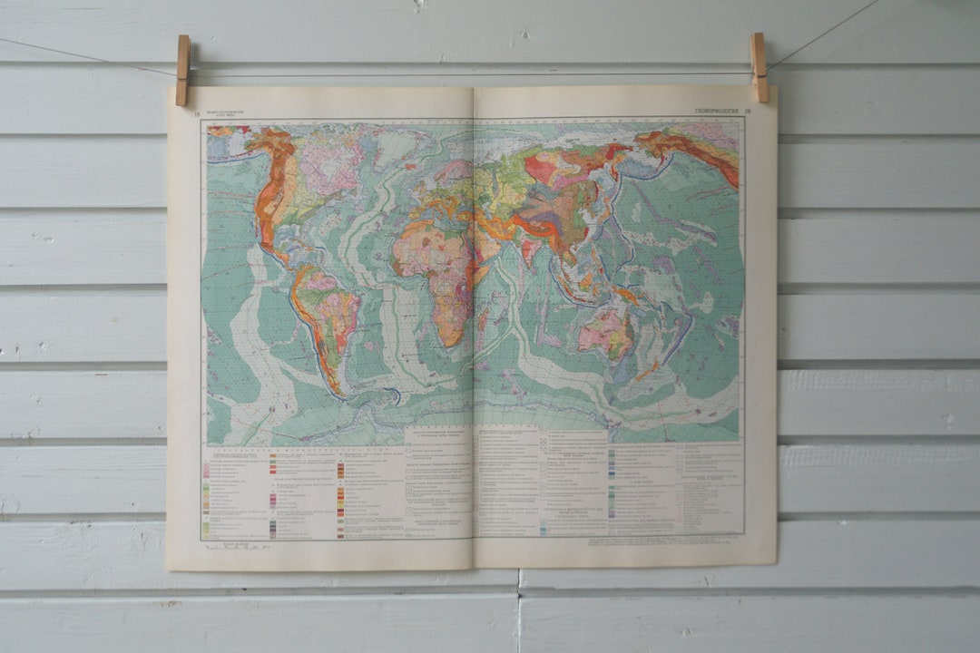1964 Vintage Geomorphology World Map - Etsy