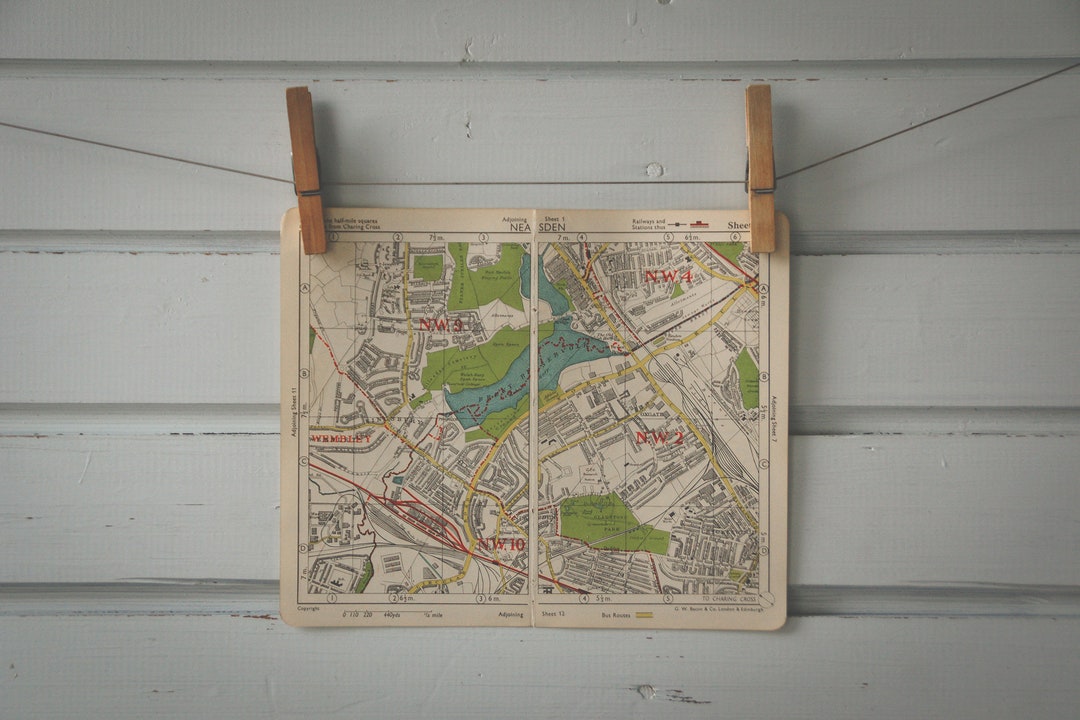 1950s Vintage Neasden Map - Etsy