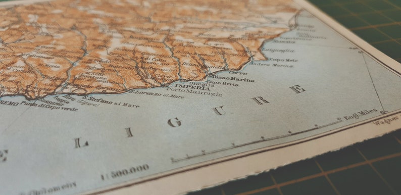 1928 Vintage West Italian Riviera Map | Etsy