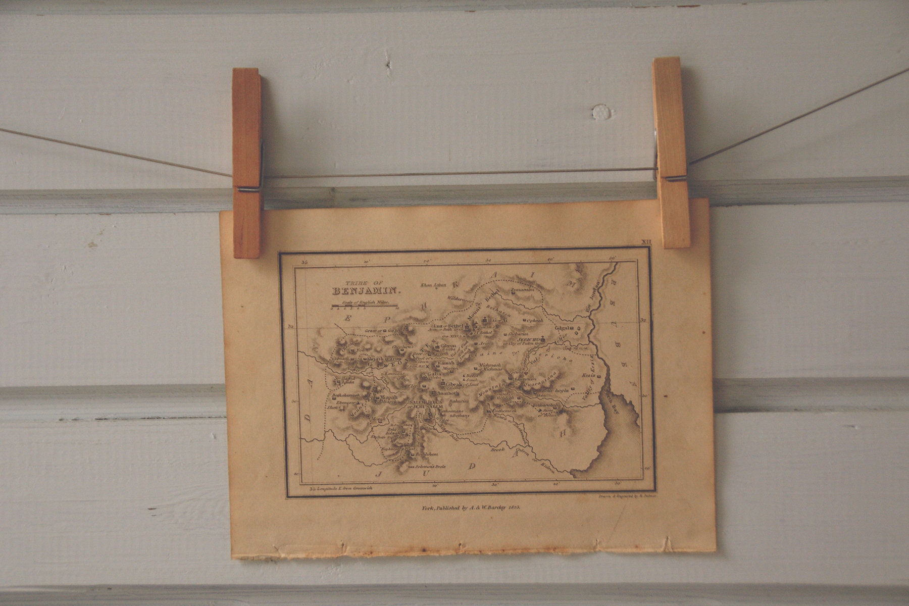 1823 Vintage Tribe of Benjamin Map