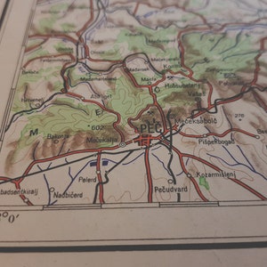 Globes & Maps 1958 Vintage Southeast Austria & West Hungary Map Home ...