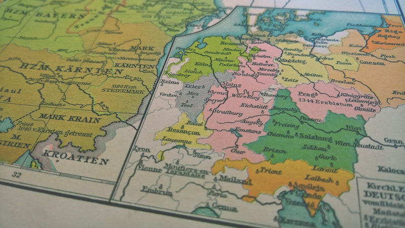 1908 Vintage Map of Germany in 10th Century - Etsy