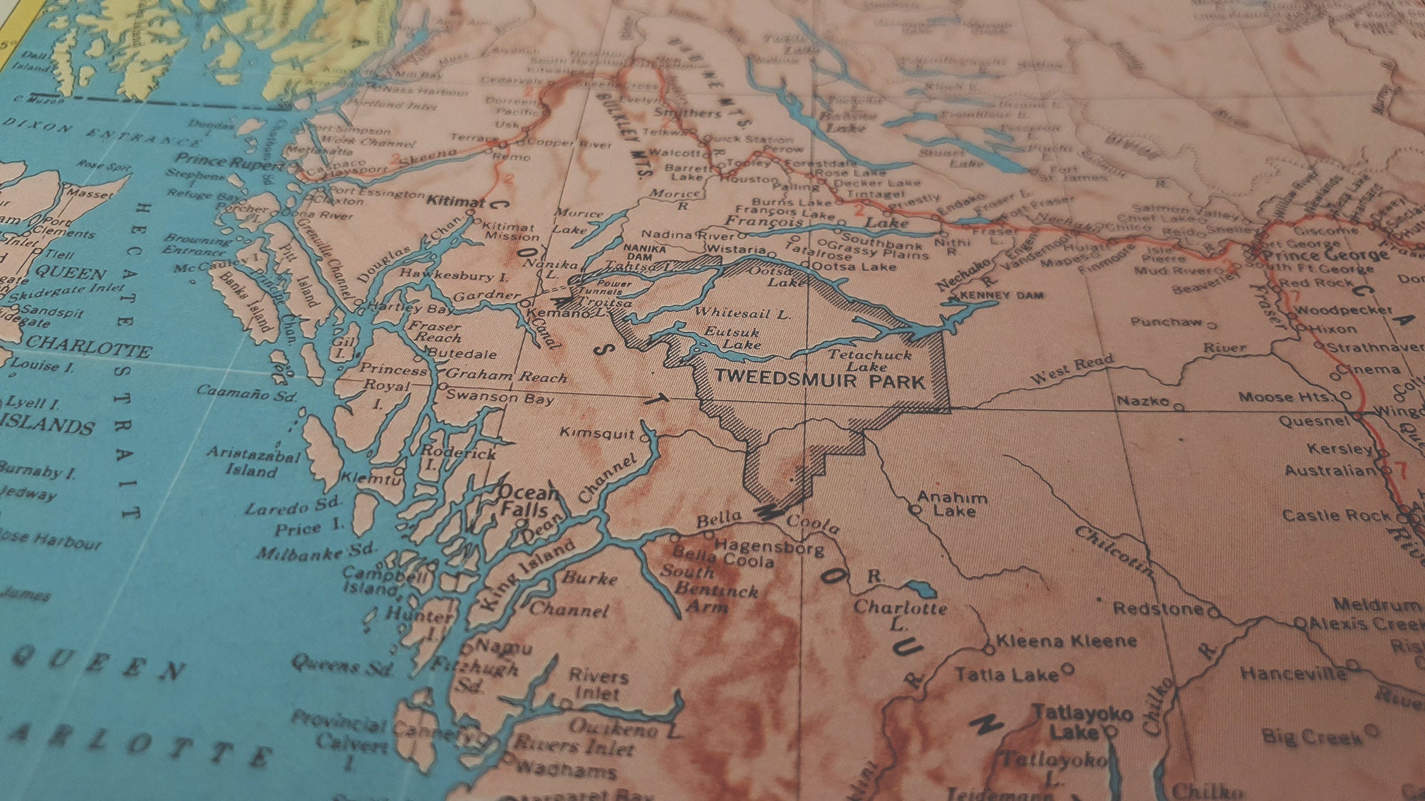 1957 Vintage British Columbia Map - Etsy
