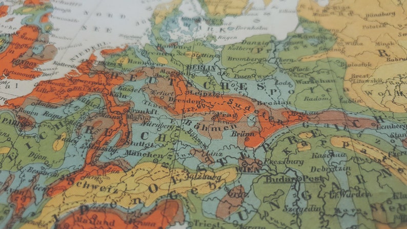 1887 Vintage Population Density Map of Europe | Etsy