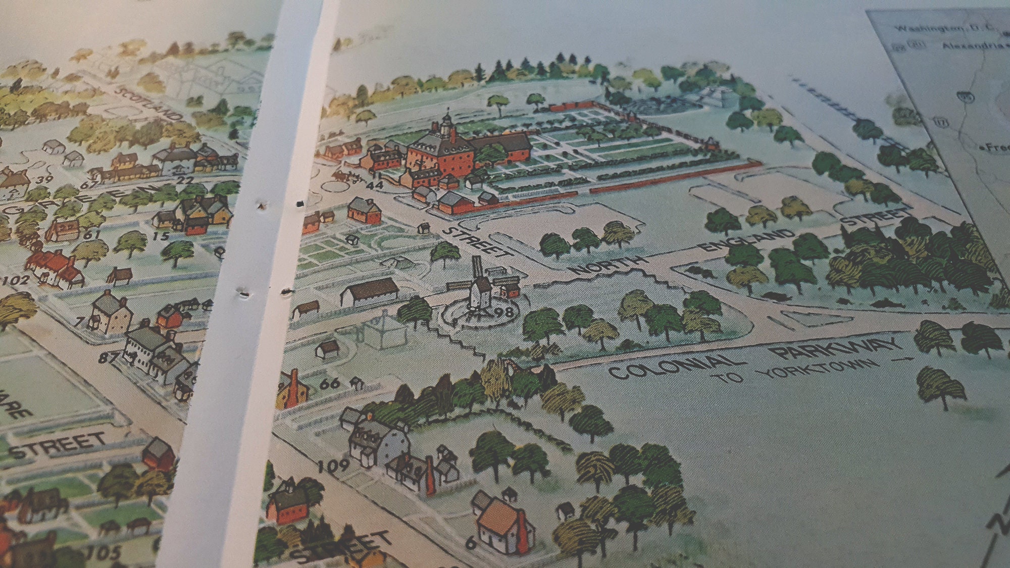 1968 Vintage Colonial Williamsburg Map