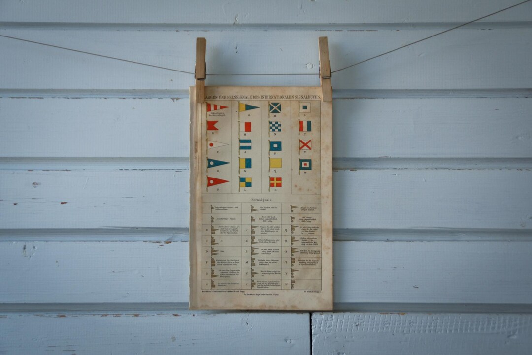 1887 Vintage Maritime Signal Flags Chromolithograph Illustration - Etsy