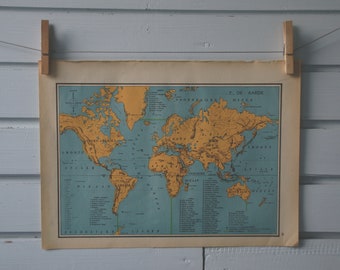 1957 Vintage Interwar Period Map of the World | Etsy