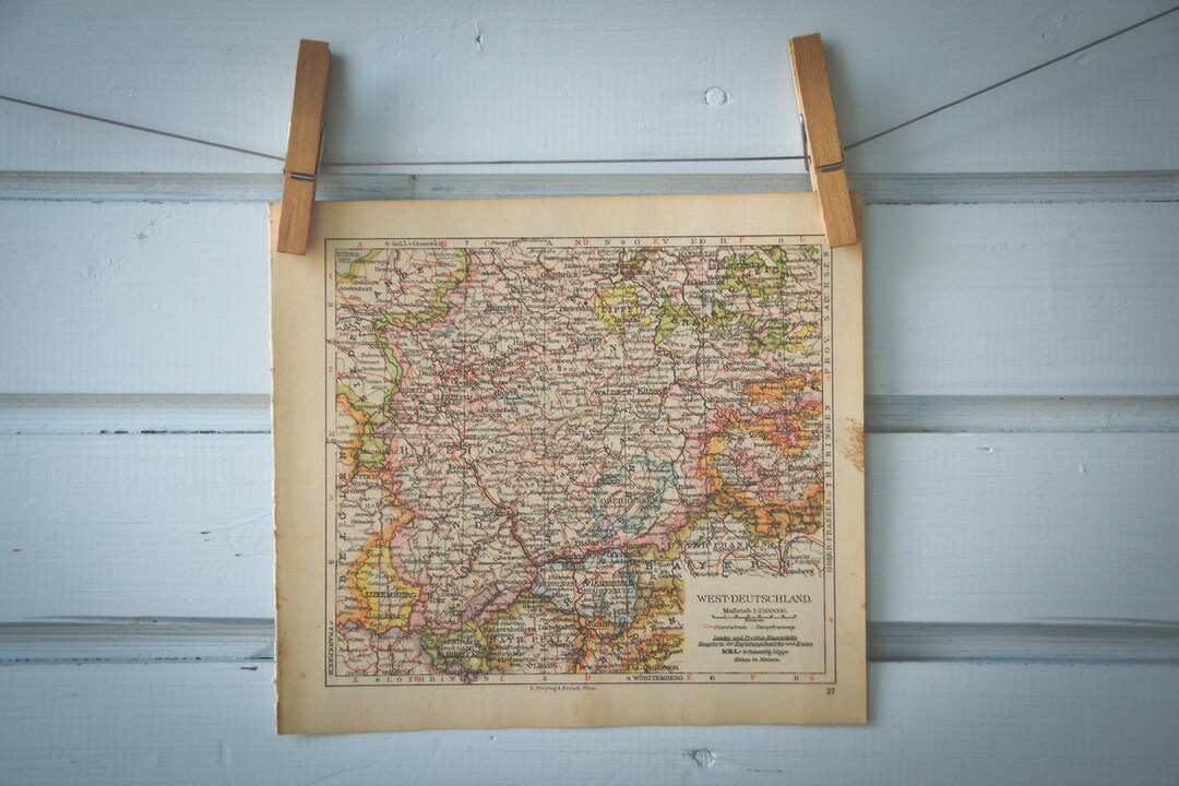 1929 Vintage Central Germany Map - Etsy Hong Kong