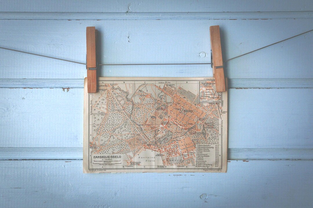 1904 Vintage Tsarskoye Selo Map - Etsy