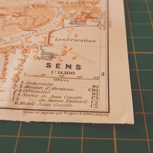 1908 Vintage Sens Map - Etsy