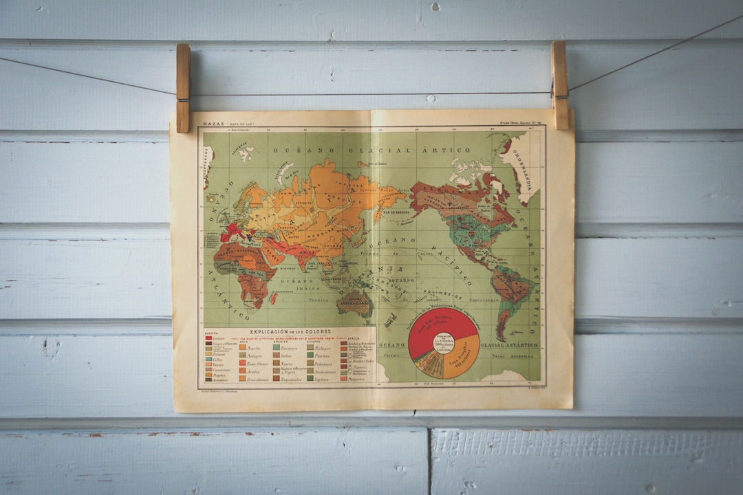 1937 Vintage World Demography Map - Etsy