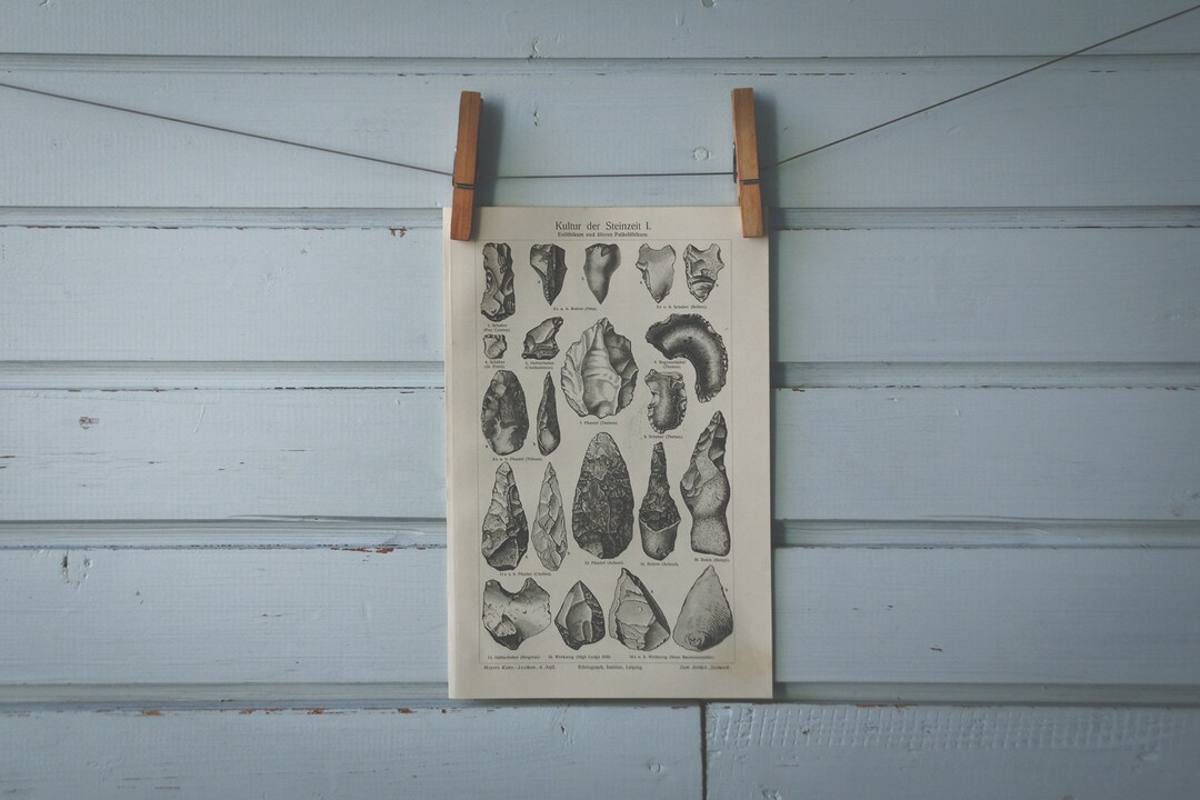1907 Vintage Prehistoric Stone Tools Lithograph Illustration - Etsy