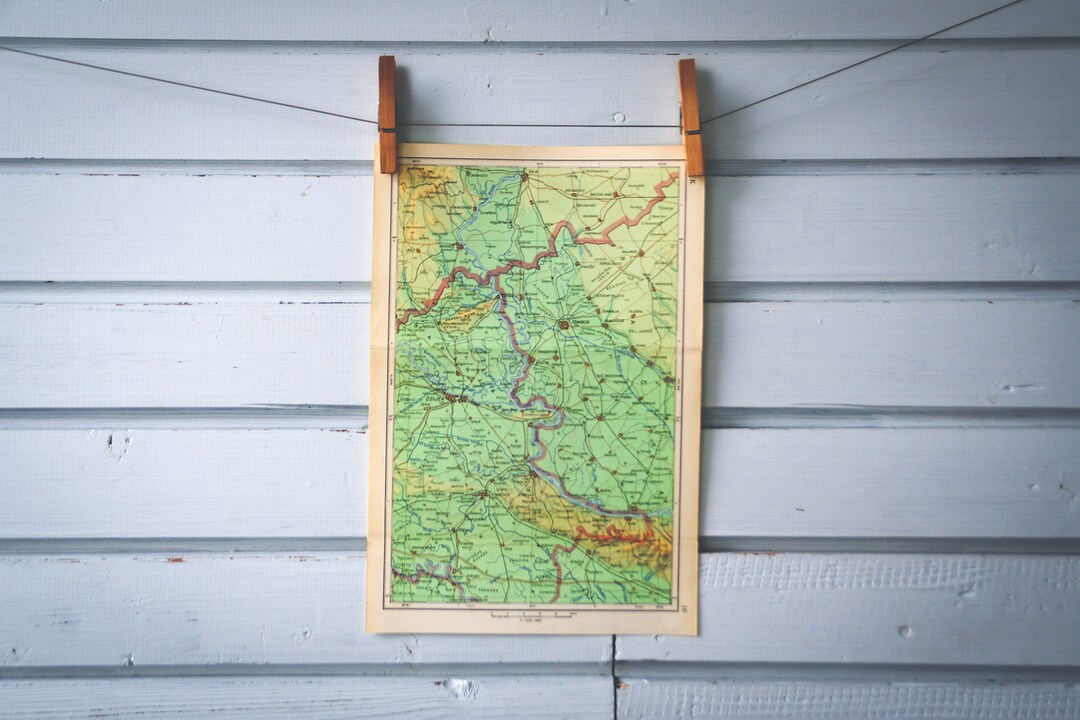 1961 Vintage East Slavonia Map - Etsy