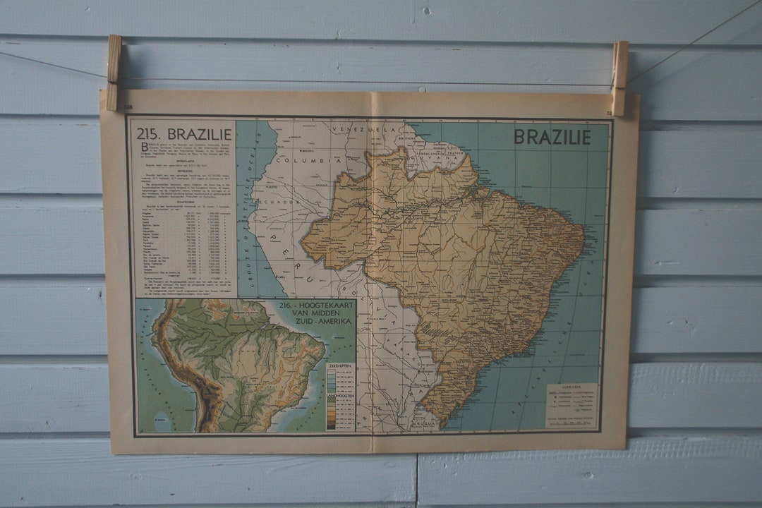 1941 Vintage Brazil Map - Etsy