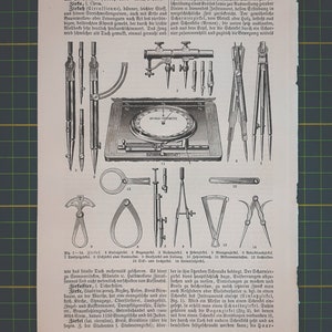 1907 Vintage Technical Drawing Instruments Lithograph Illustration - Etsy