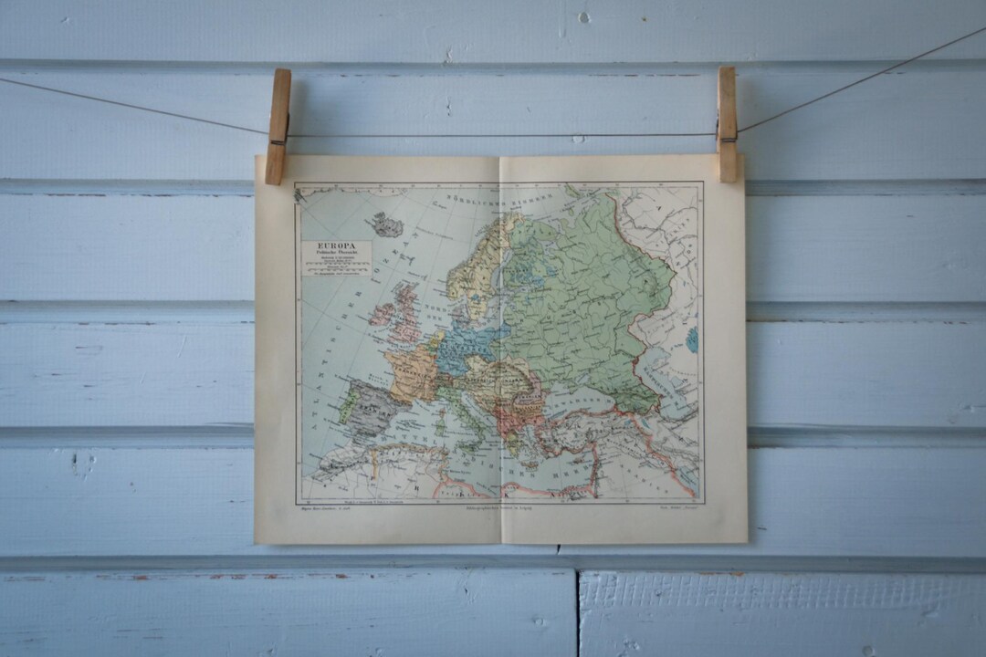1907 Vintage Map of Europe - Etsy