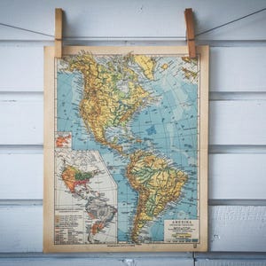 1931 Vintage Map of the Americas - Etsy